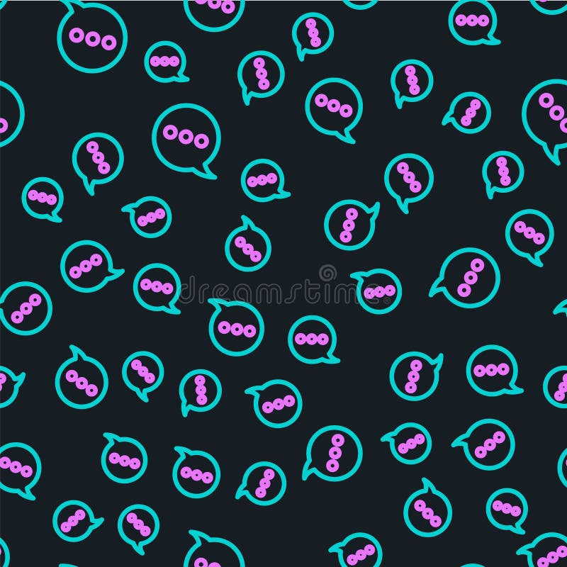 Line Speech Bubble Chat Icon Isolated Seamless Pattern on Black ...