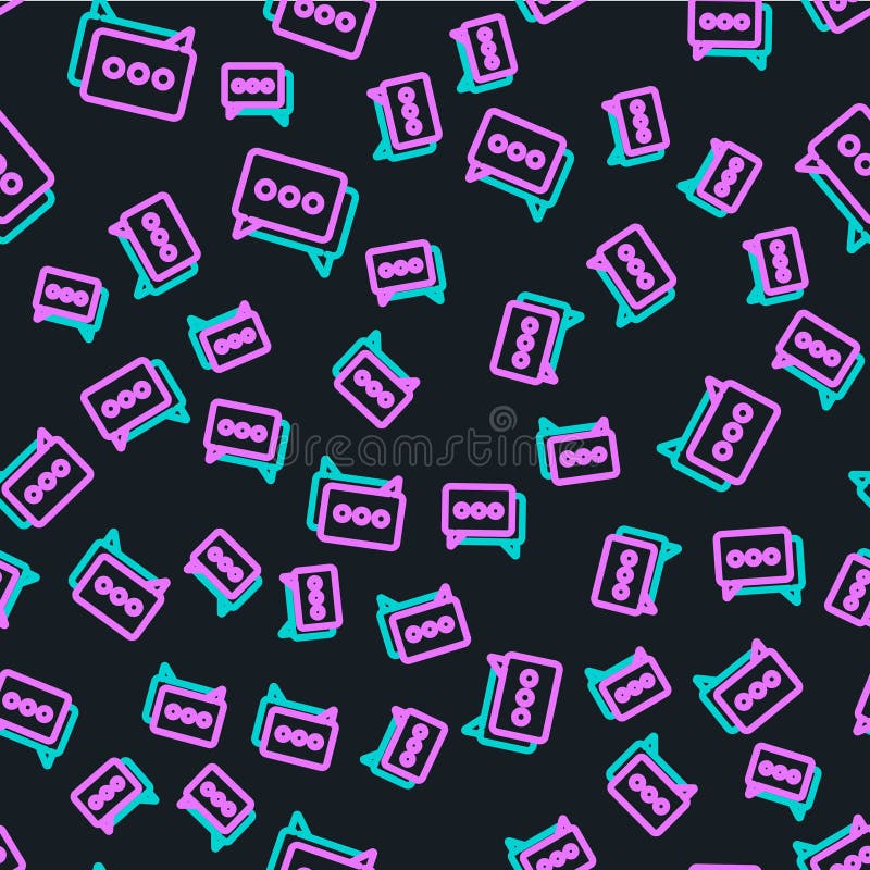 Line Speech Bubble Chat Icon Isolated Seamless Pattern on Black ...