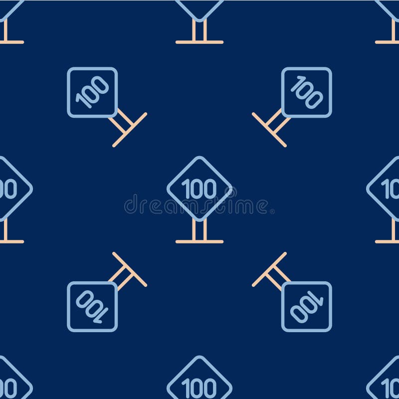 Line Speed Limit Traffic Sign 100 Km Icon Isolated Seamless Pattern on ...
