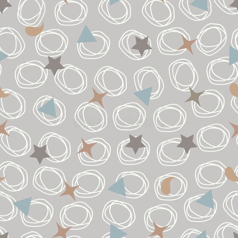 Line Spiral Seamless Pattern. Line Drawing Surface Design with Stars ...