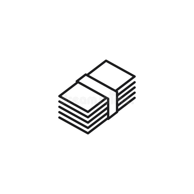 Line Stack of Money Icon on White Background Stock Illustration ...