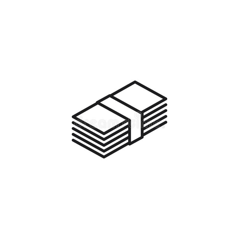 Line Stack of Money Icon on White Background Stock Illustration ...