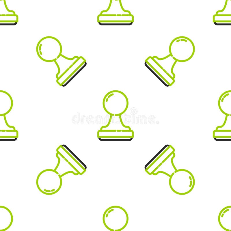 Line Stamp Icon Isolated Seamless Pattern on White Background. Vector ...