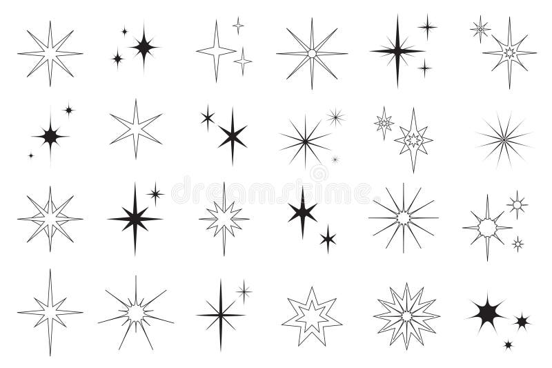 Line Stars Set Graphic Elements in Flat Design. Vector Illustration ...