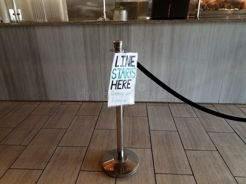 Line Starts Here Ordering and Pickup Sign in Restaurant Stock Photo ...