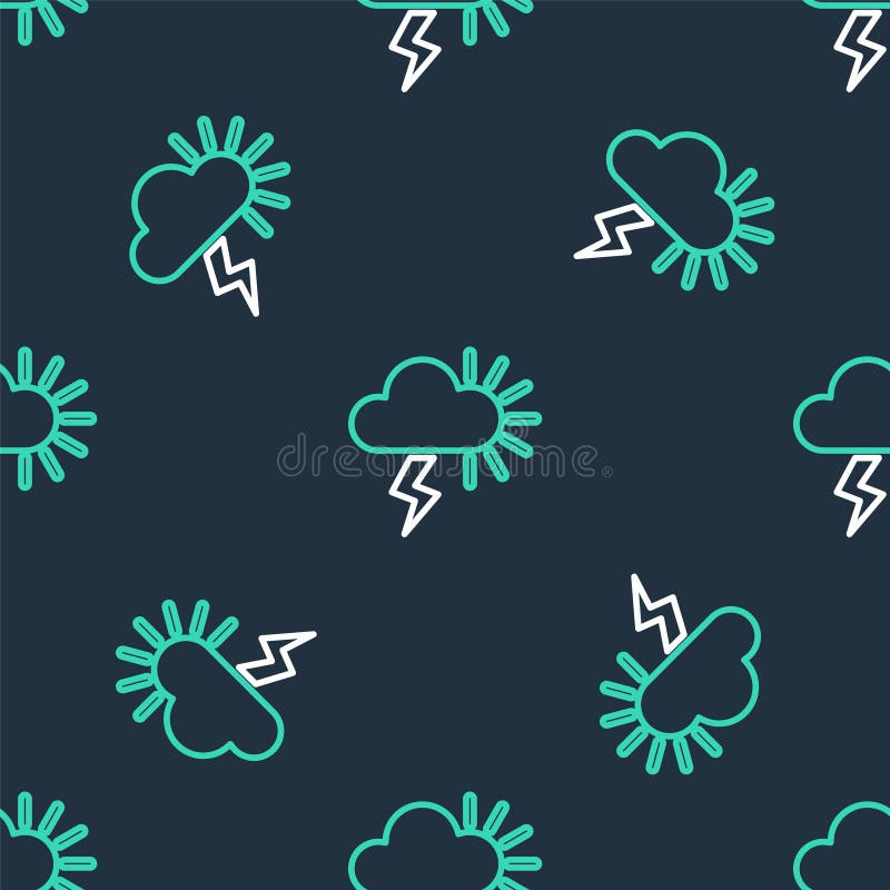 Line Storm Icon Isolated Seamless Pattern on Black Background. Cloudy ...