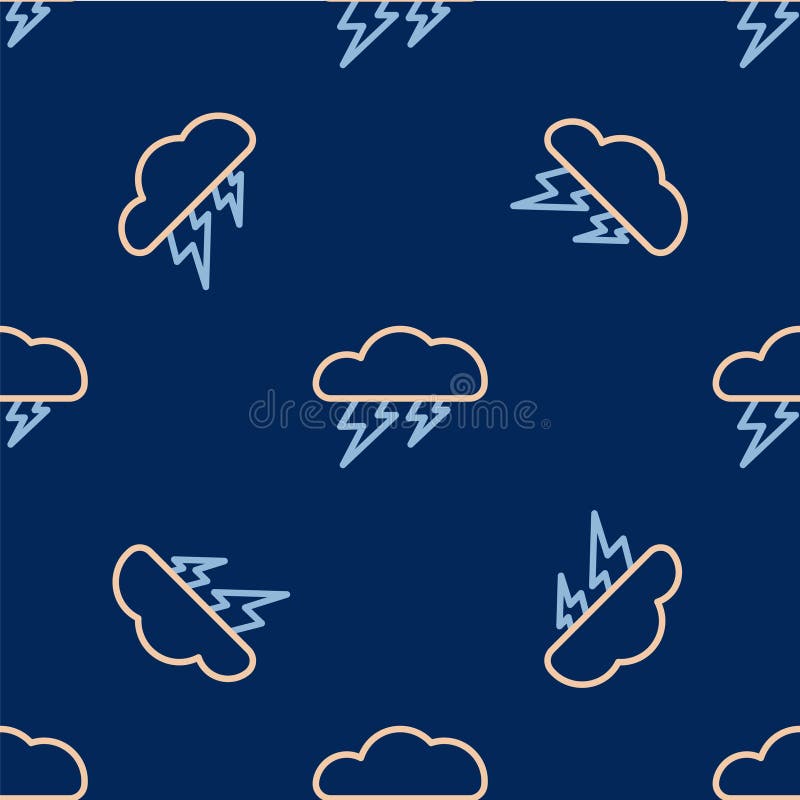 Line Storm Icon Isolated Seamless Pattern on Blue Background. Cloud and ...