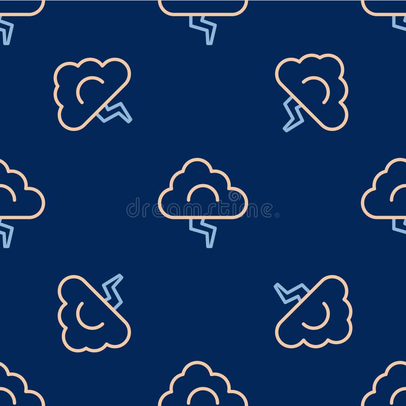Line Storm Icon Isolated Seamless Pattern on Blue Background. Cloud and ...