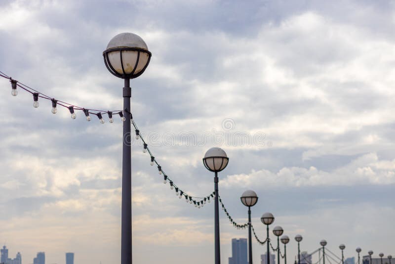 Line of Street Light Post in London Stock Photo - Image of environment ...
