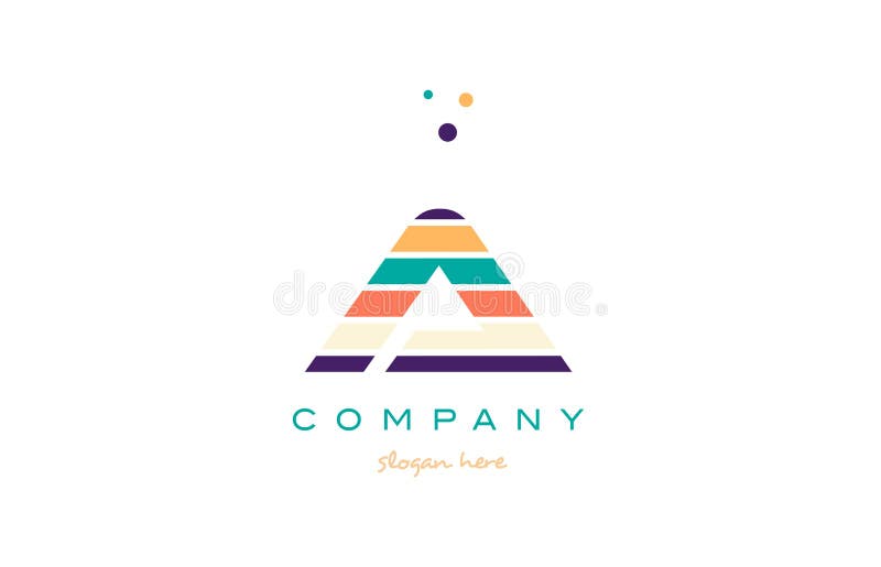 A Line Stripes Pastel Color Alphabet Letter Logo Icon Template V Stock Vector Illustration Of