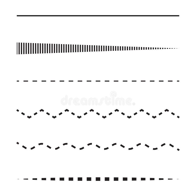 Line Style Collection. Dashed Line Elements. Vector Straight Patterns ...