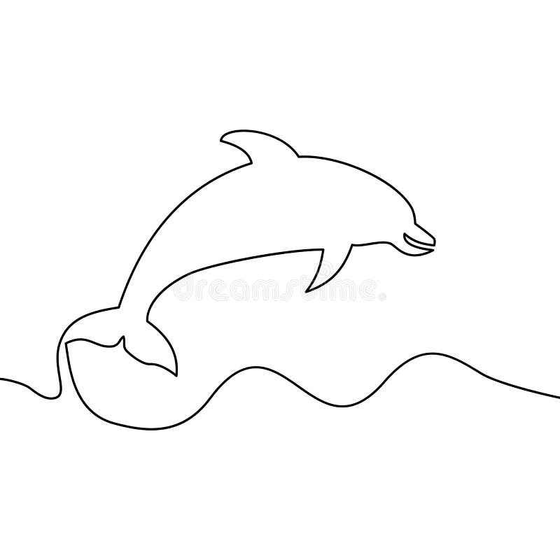Line Style Dolphin Vector Continuous Line Stock Vector - Illustration ...