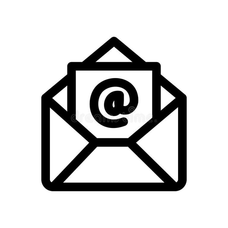 Line Style Email Icon with Open Envelope Stock Illustration ...