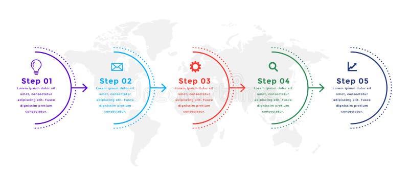 Line Style Five Steps Modern Infographic Template Design Stock Vector ...