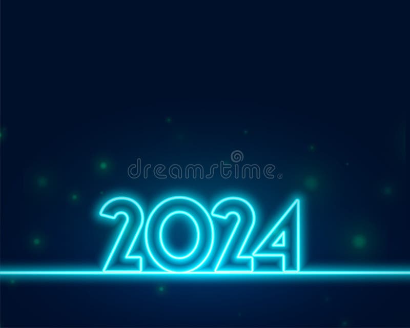 Line Style Glowing 2024 Lettering New Year Background Design Stock ...