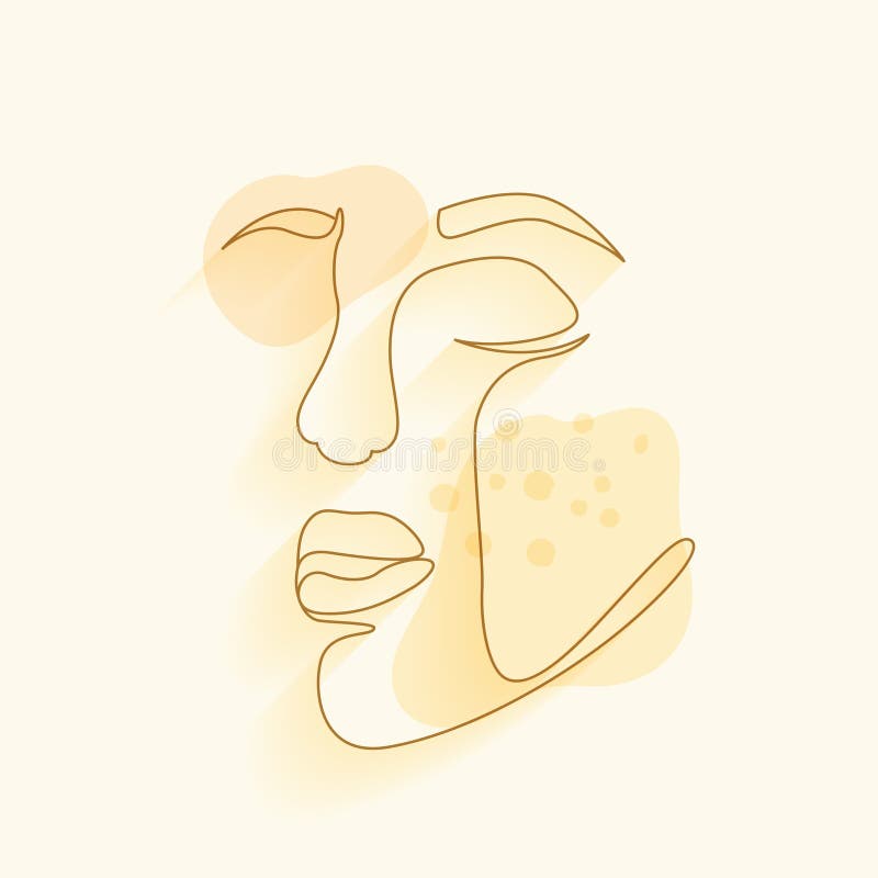 Line Style Simple Female Face Portrait Design Stock Vector ...