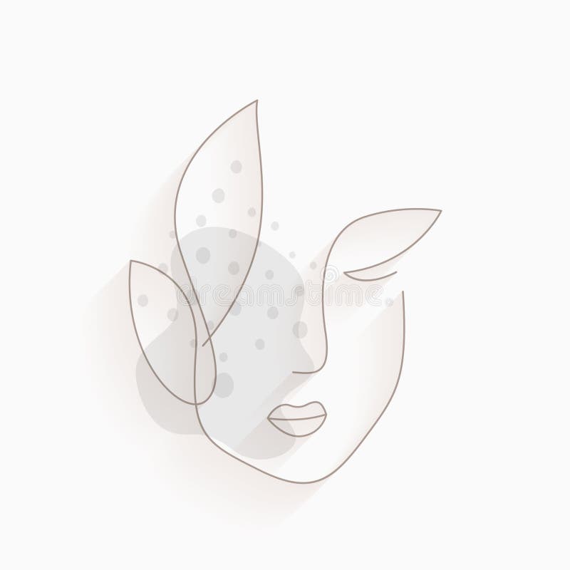 Line Style Simple Woman Face Portrait Drawing Design Stock Vector ...