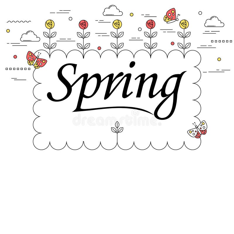 Line Style Spring Season Banner Stock Vector - Illustration of card ...