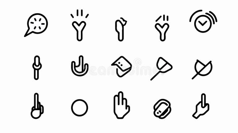 Elegant Click Here Icon Set in Line Style for Web Design Projects Stock ...