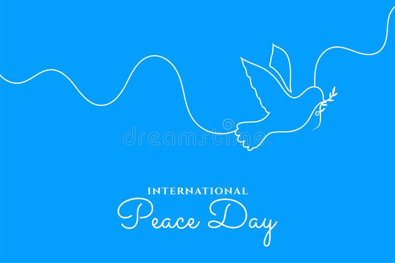 World Peace Day Wishes Card with Dove Bird and Olive Branch Stock ...