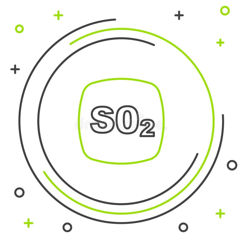 Line Sulfur Dioxide SO2 Gas Molecule Icon Isolated on White Background ...