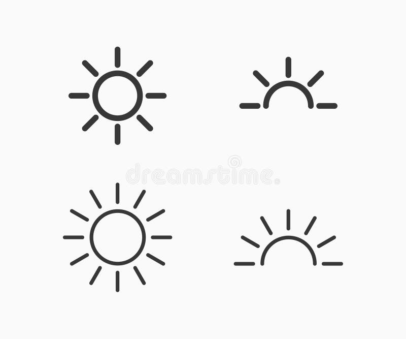 Line Sun Icon. Sunset, Sunrise Vector Icon Set Stock Vector ...