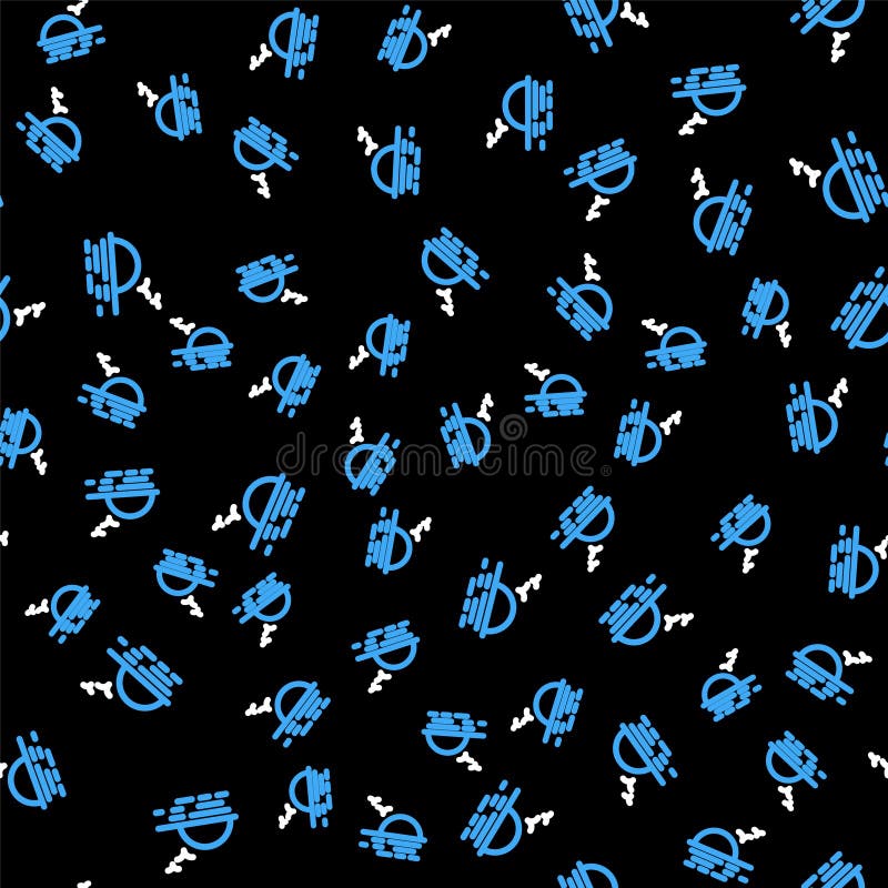 Line Sunset Icon Isolated Seamless Pattern on Black Background. Vector ...