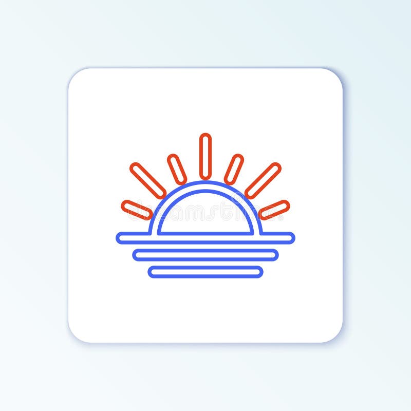 Line Sunset Icon Isolated on White Background. Colorful Outline Concept ...