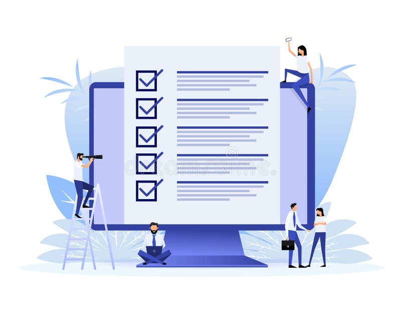 Line Survey Laptop in Flat Style Green Background. Vector Icon. Vector ...