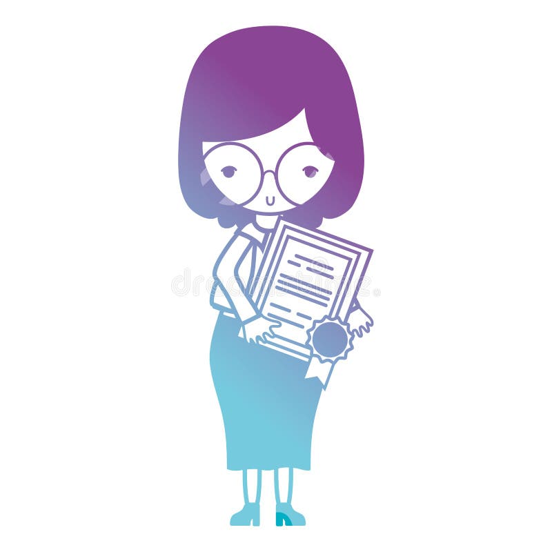 Line Teacher with Glasses and Diploma Certificate Stock Vector ...