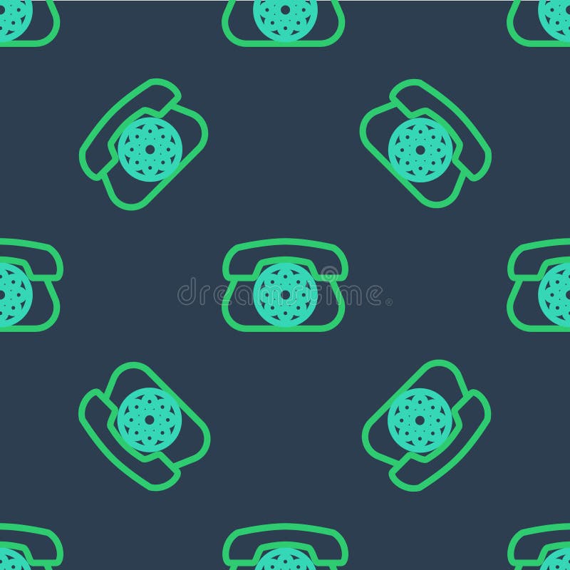 Line Telephone Icon Isolated Seamless Pattern on Blue Background ...