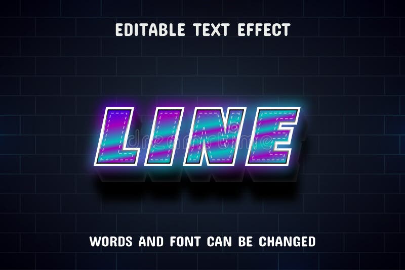 Line Text - Neon Text Effect Editable Stock Vector - Illustration of ...
