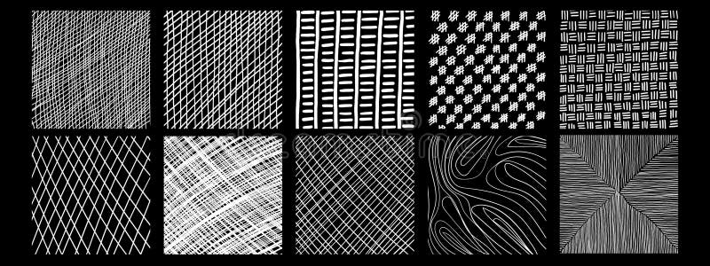 Line Texture Set with Different Hand Drawn Patterns. Vector Scribble ...