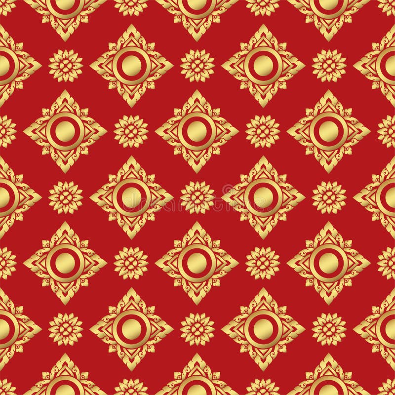 Thai patterns stock vector. Illustration of yellow, wallpaper - 17521695