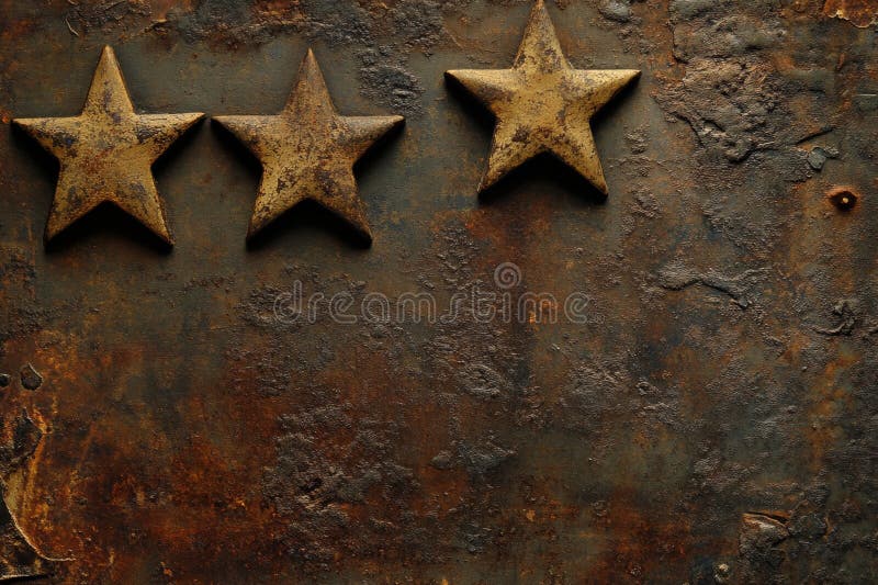 In a Line, Three Bronze Stars with Textured, Embossed Surfaces Sit ...