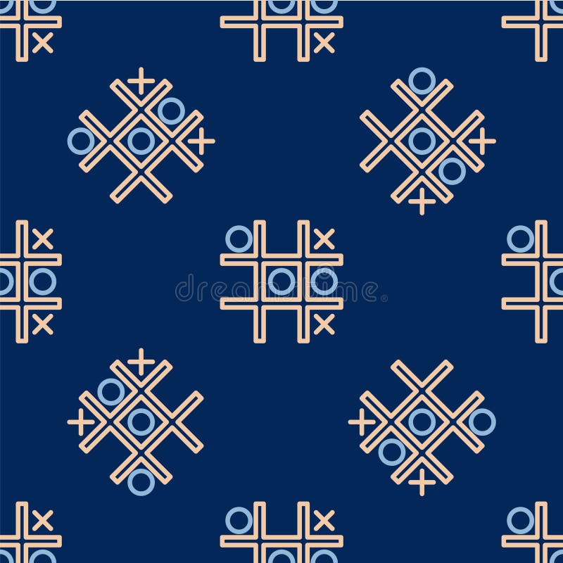 Line Tic Tac Toe Game Icon Isolated Seamless Pattern on Blue Background ...