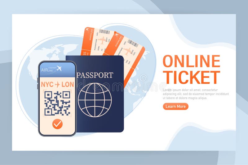 Line Ticket. 3d Isometric Illustration Cell Phone. Online Booking ...