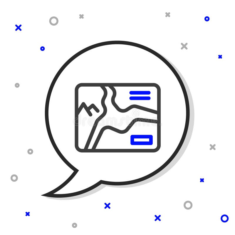 Line Topographic Map with Route and Coordinates Icon Isolated on White ...