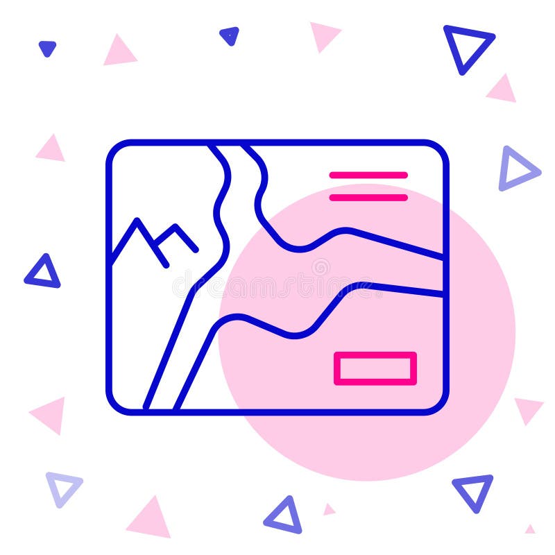 Line Topographic Map with Route and Coordinates Icon Isolated on White ...