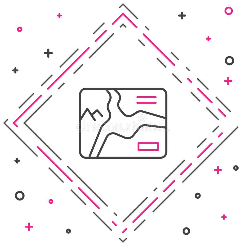 Line Topographic Map with Route and Coordinates Icon Isolated on White ...