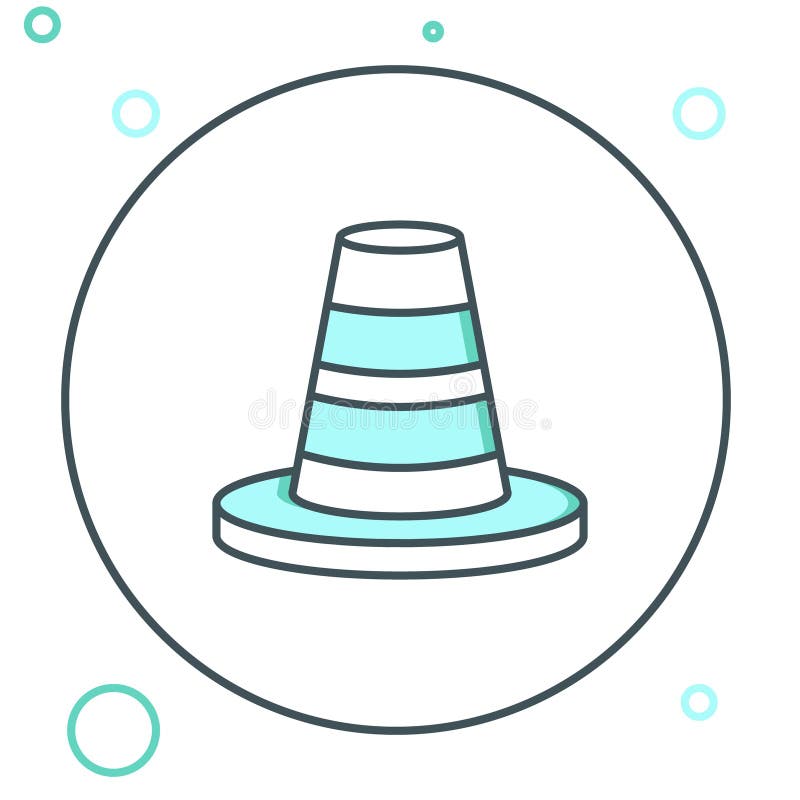 Line Traffic Cone Icon Isolated on White Background. Colorful Outline ...