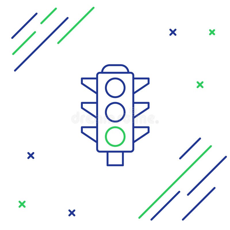 Line Traffic Light Icon Isolated on White Background. Colorful Outline ...