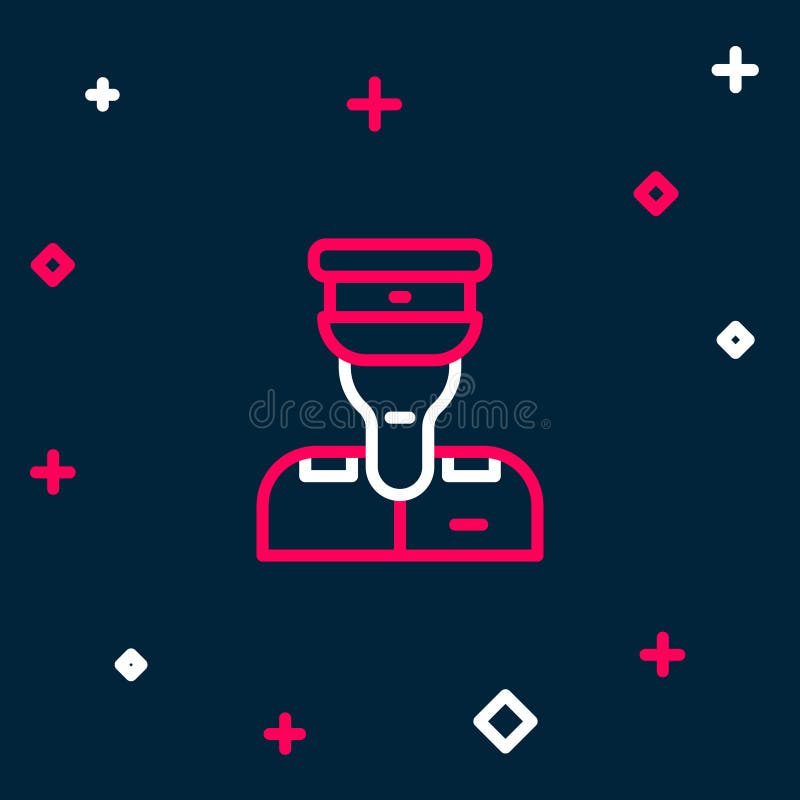 Line Train Conductor Icon Isolated on Blue Background. Colorful Outline ...