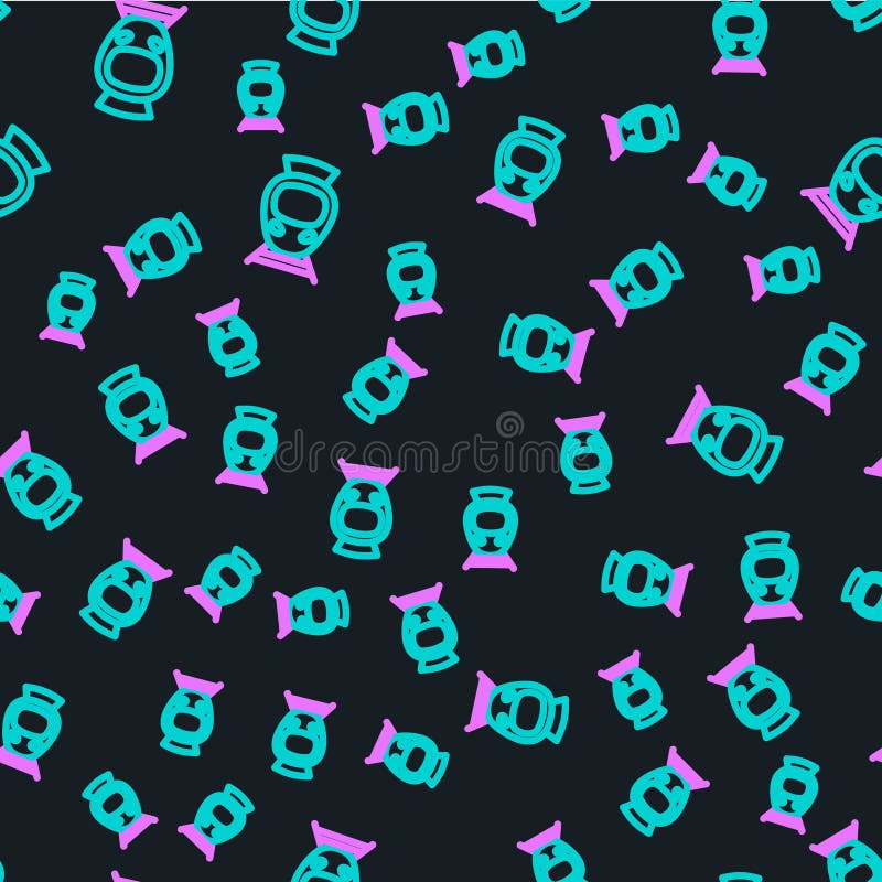 Line Tram and Railway Icon Isolated Seamless Pattern on Black ...