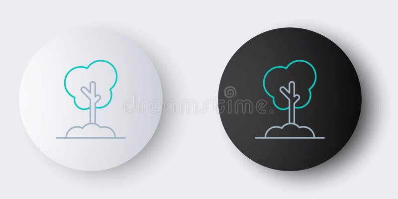 Line Tree in the Ground Icon Isolated on Grey Background. Forest Symbol ...