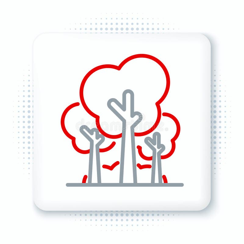 Line Trees Icon Isolated on White Background. Forest Symbol. Colorful ...