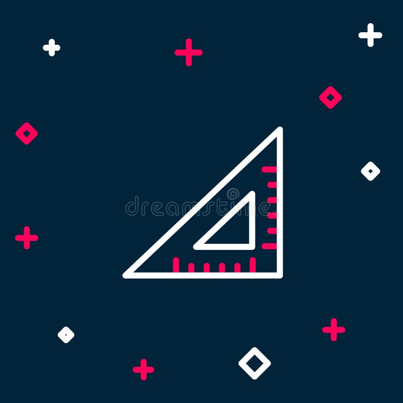 Line Triangular Ruler Icon Isolated on Blue Background. Straightedge ...