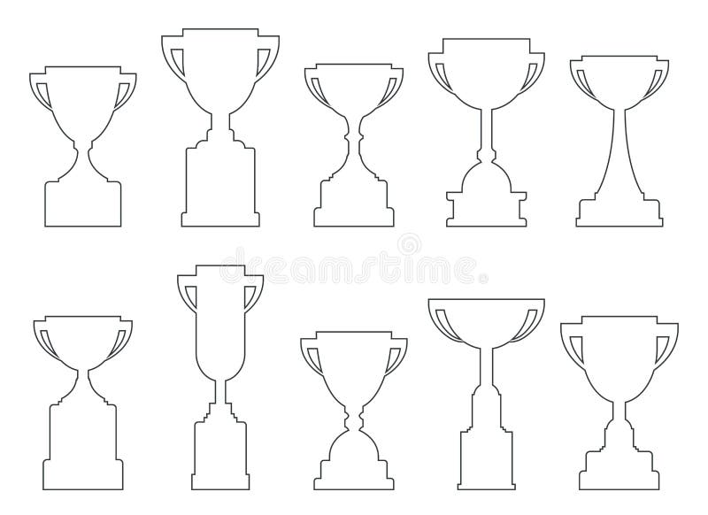 Line Trophy Cup Collection. Championship Prize Element for Games and ...