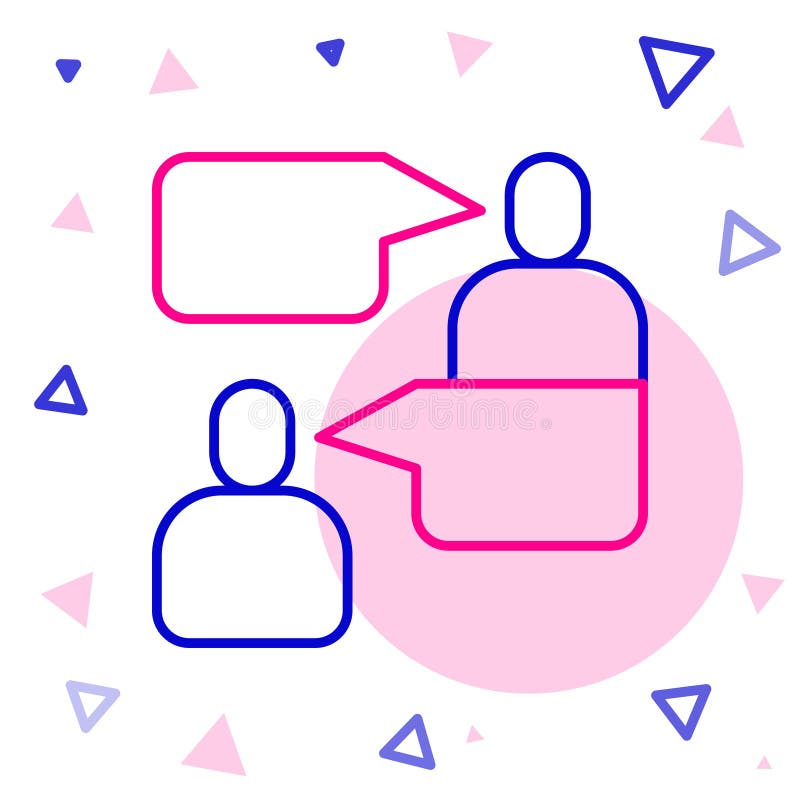 Line Two Sitting Men Talking Icon Isolated on White Background. Speech ...