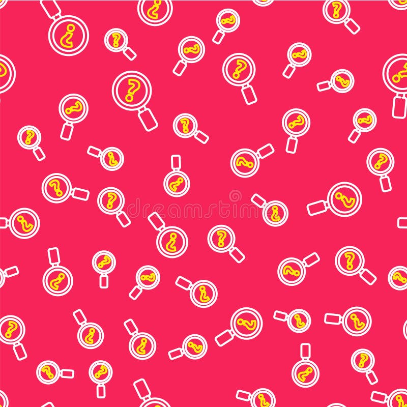 Line Unknown Search Icon Isolated Seamless Pattern on Red Background ...
